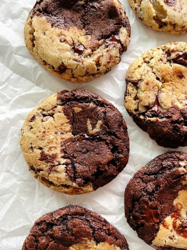 Half-n-Half Chocolate Chocolate Chip Cookies | Sarah Kieffer